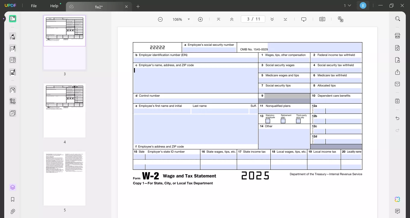 How to Fill out W-2 Form Digitally - Step By Step | UPDF
