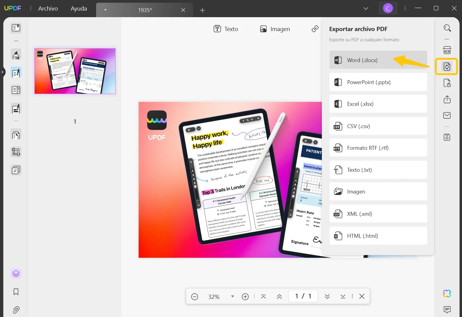 Método rápido para convertir imagen de PDF a Word | UPDF