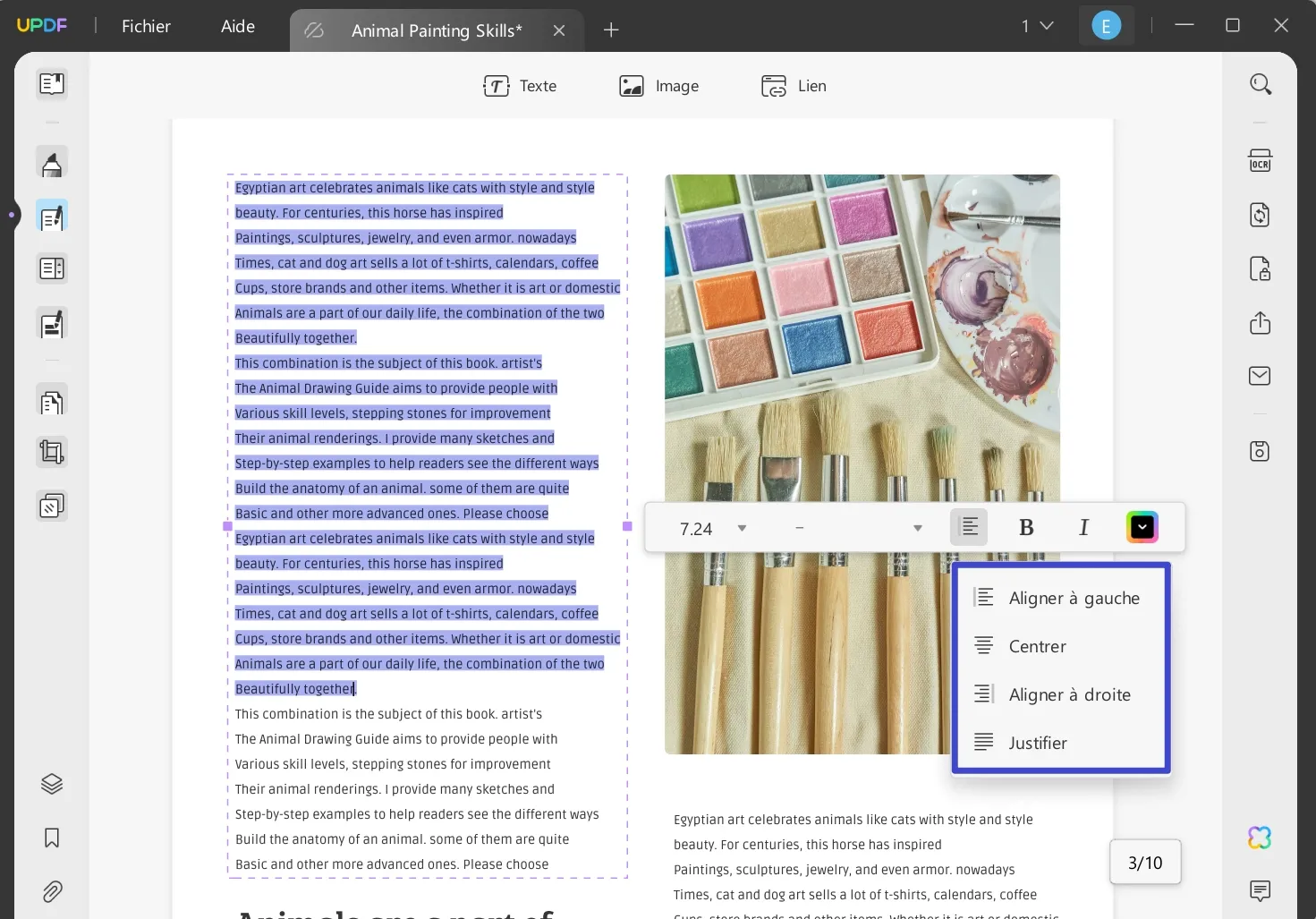 Comment aligner du texte dans le PDF | UPDF