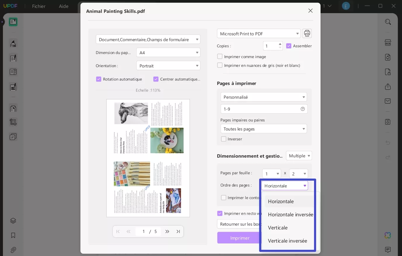 Comment imprimer plusieurs pages PDF par feuille | UPDF
