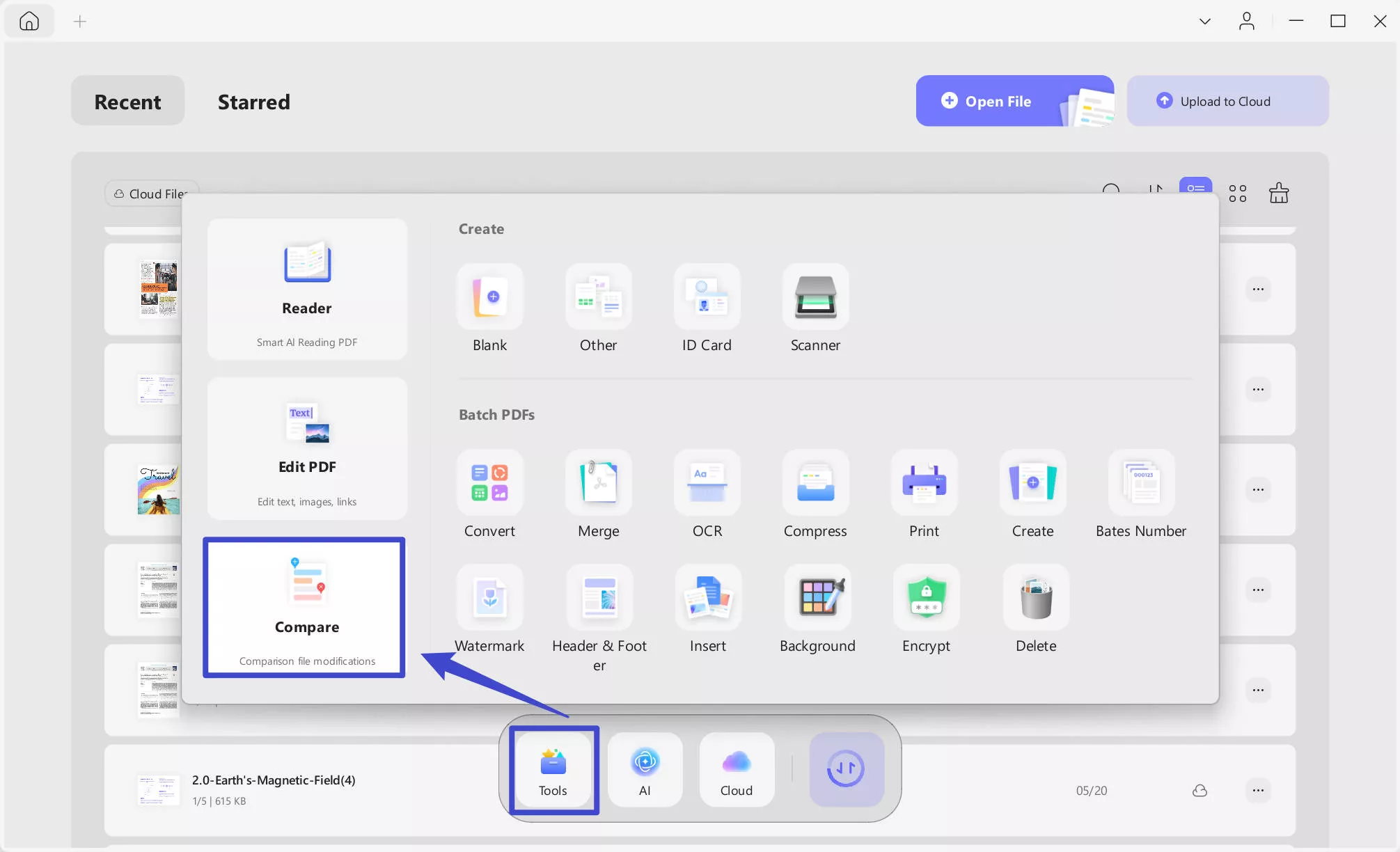 เปรียบเทียบไฟล์ PDF | UPDF
